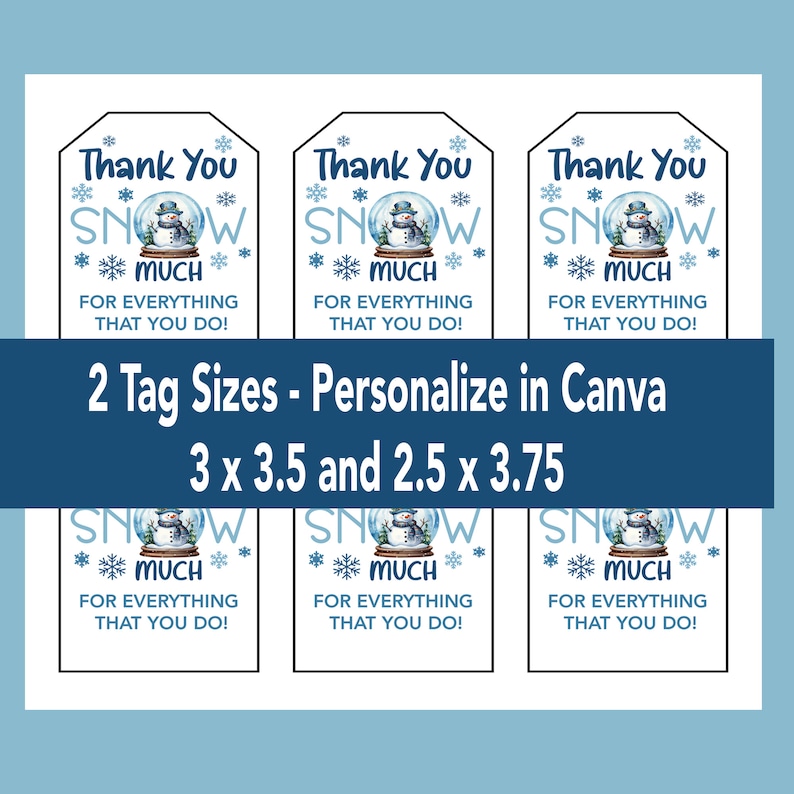 Winter Thank You Tags, Snowman Thank You Tags, Staff Appreciation ...