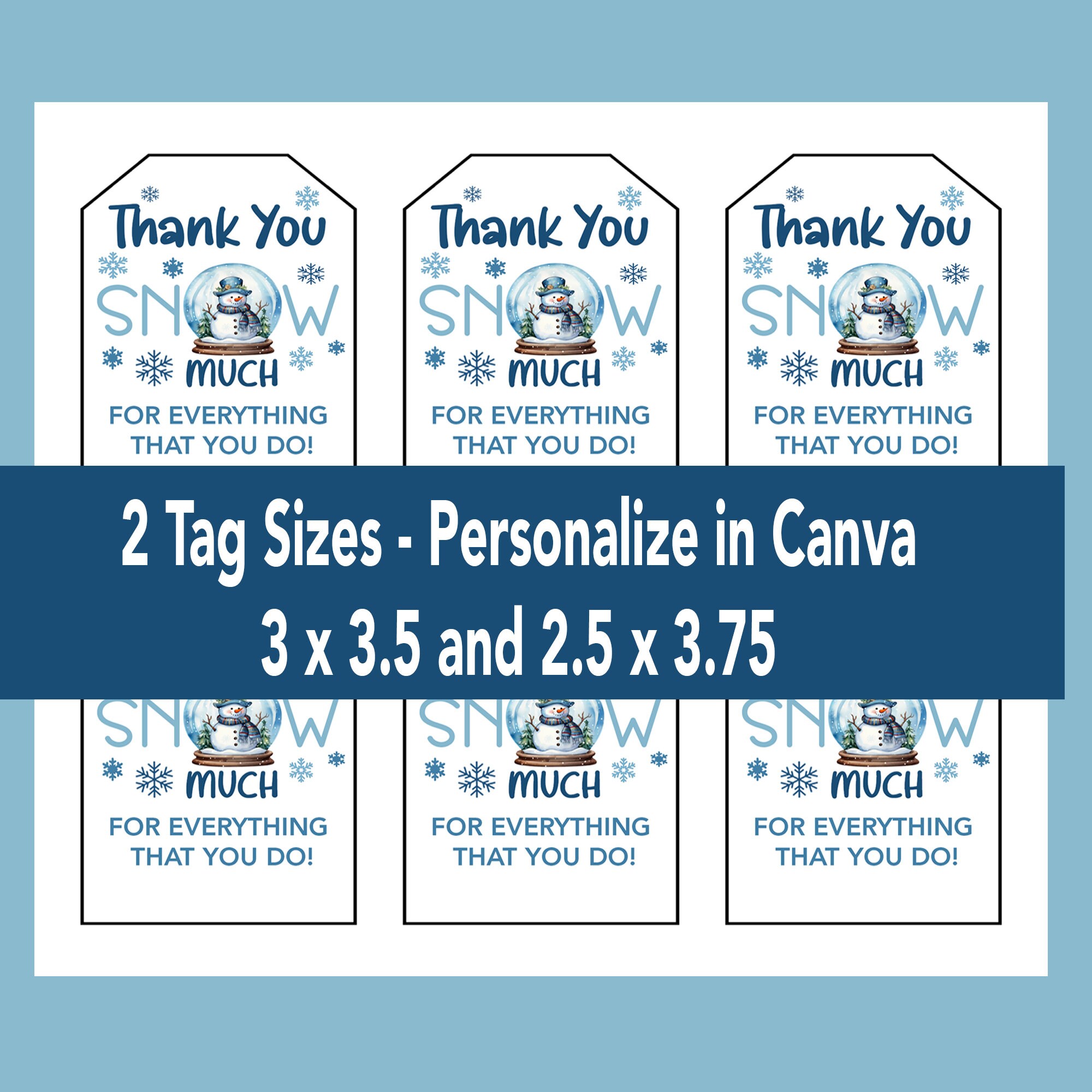 Winter Thank You Tags, Snowman Thank You Tags, Staff Appreciation ...