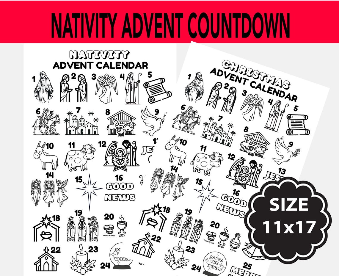 Nativity Advent Calendar Countdown, Christmas Countdown, Christian ...