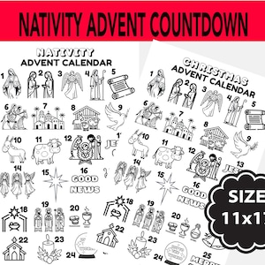 Nativity Advent Calendar Countdown, Christmas Countdown, Christian ...
