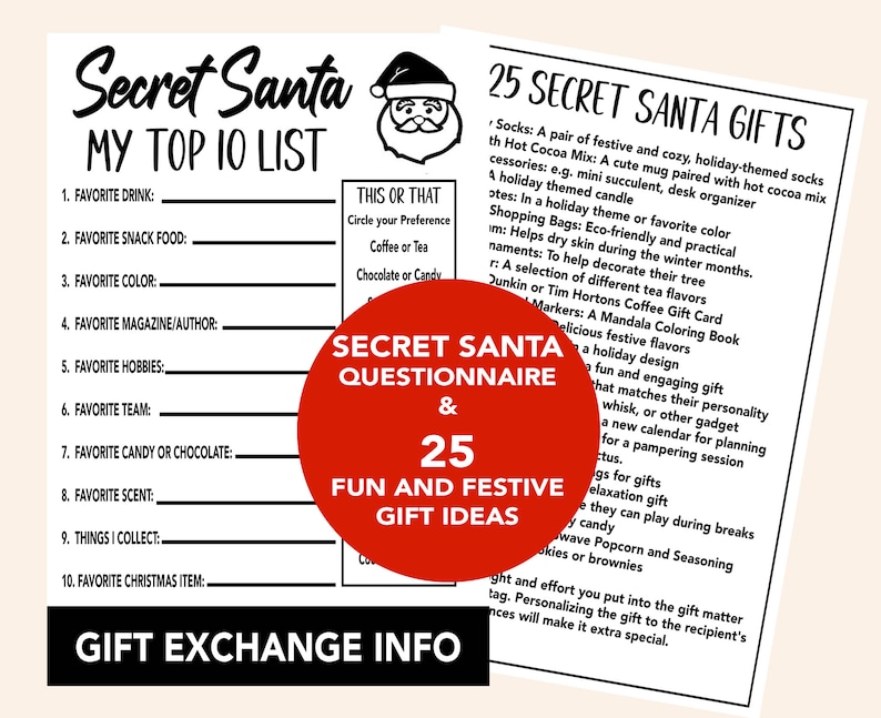 Secret Santa Gift Tags Printable, Secret Santa Poem Tags, Secret Santa ...