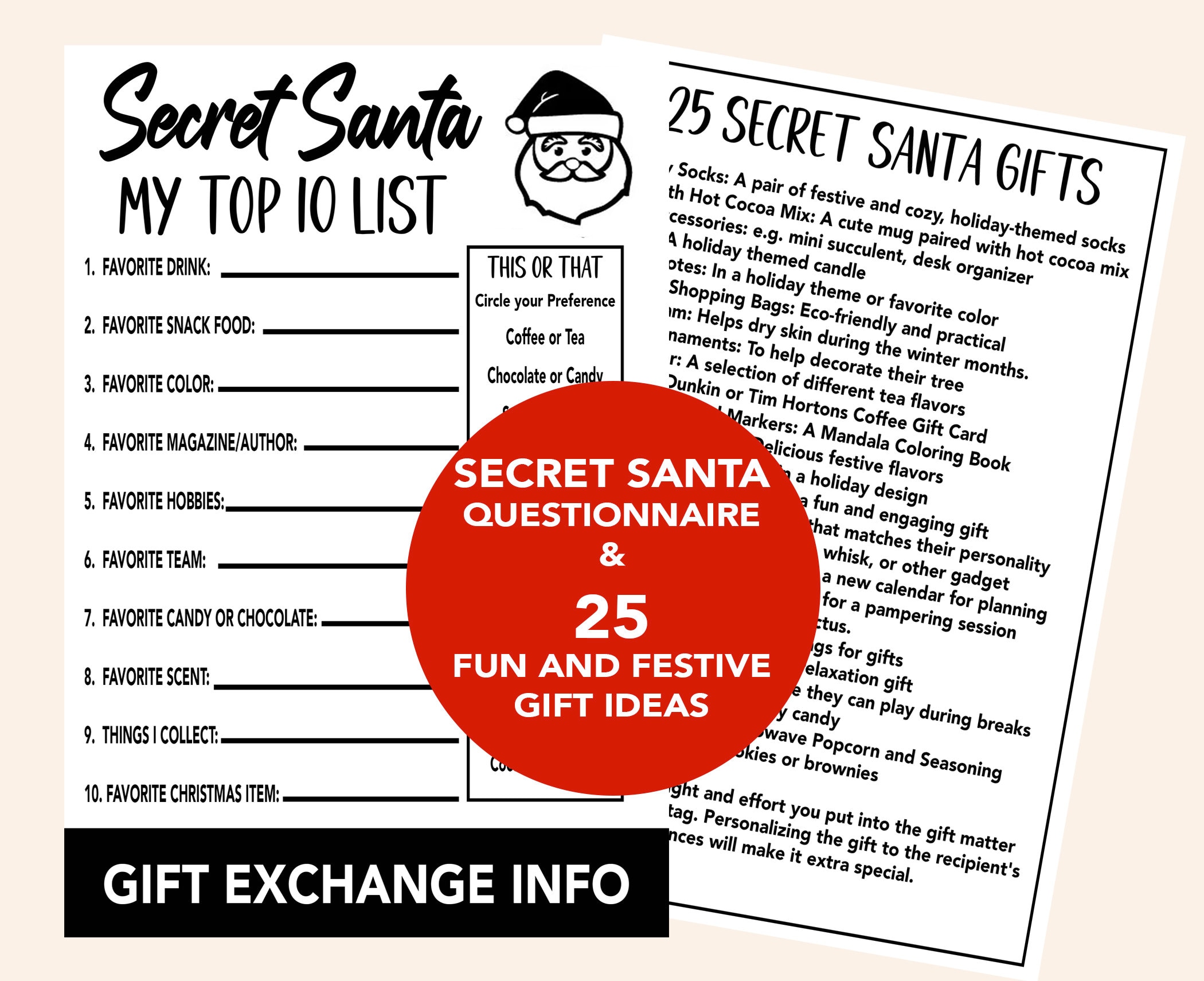 Secret Santa Gift Tags Printable, Secret Santa Poem Tags, Secret Santa ...