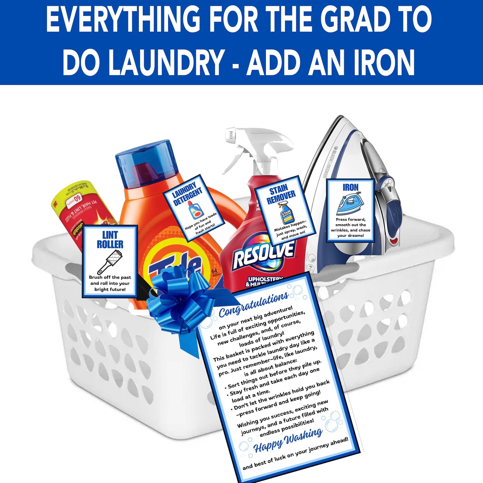 Graduation Gift Tags, Grad Laundry Gift Tag, High School Grad Gift ...