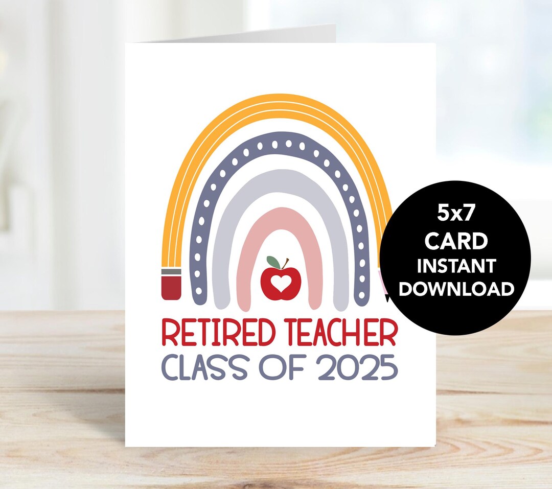 Teacher Retirement Card Printable, Digital Teacher Retirement Card ...