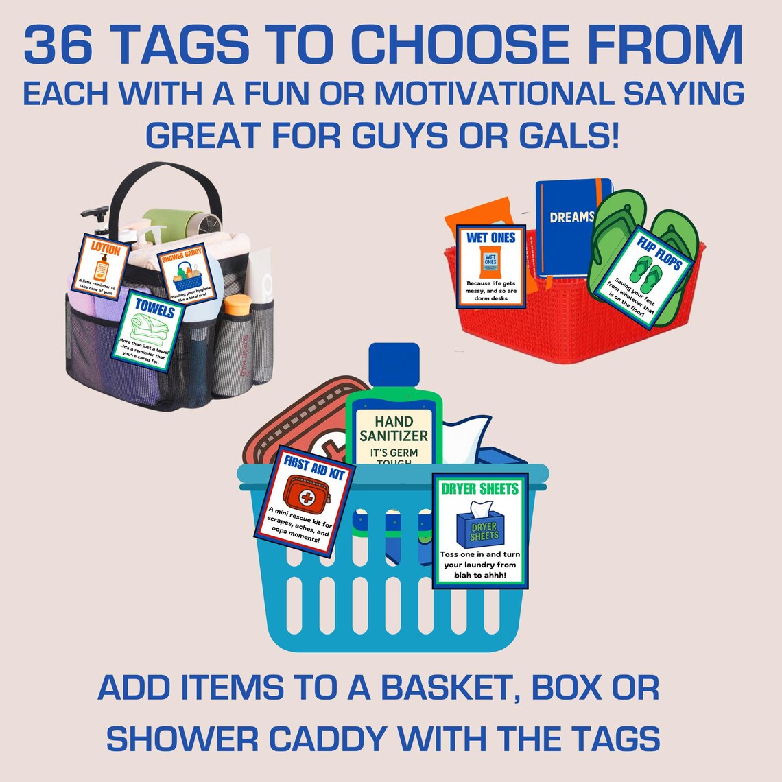 Dorm Room Survival Kit, Freshman Gift Tags, Printable College Gift ...