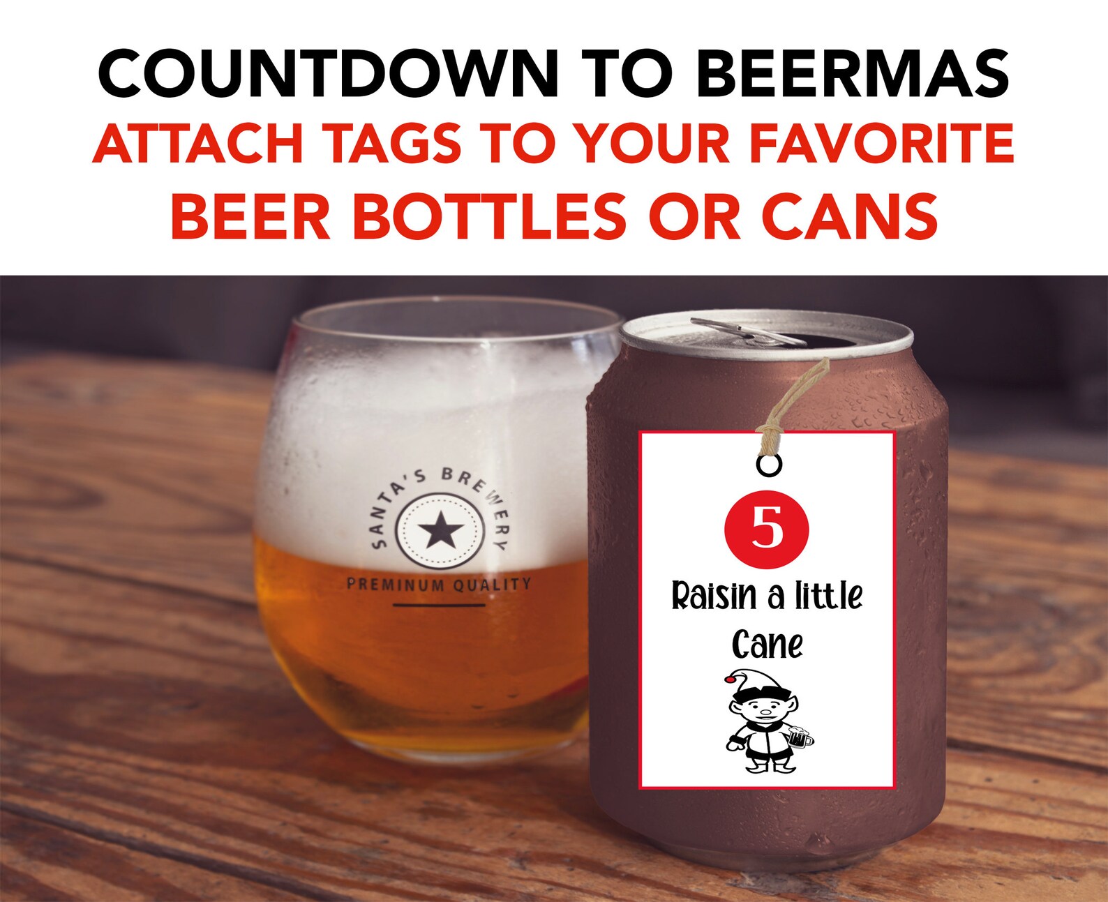 12 Days of Beer Tags, Printable 12 Days of Christmas Gift Tags, Beermas ...