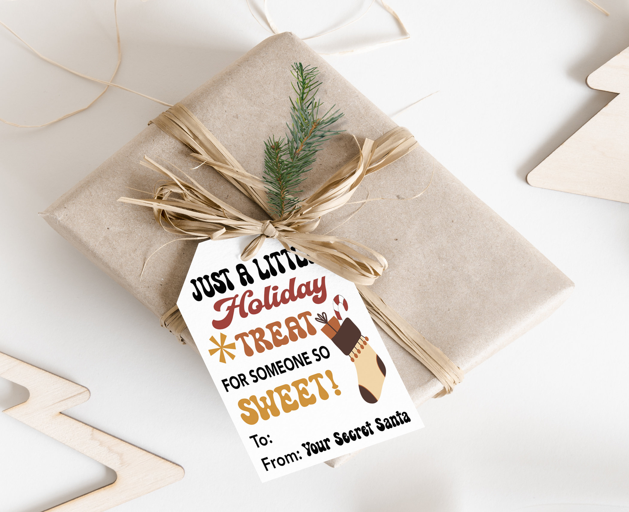 Secret Santa Gift Tags Printable, Boho Christmas Gift Tags, Retro Gift ...