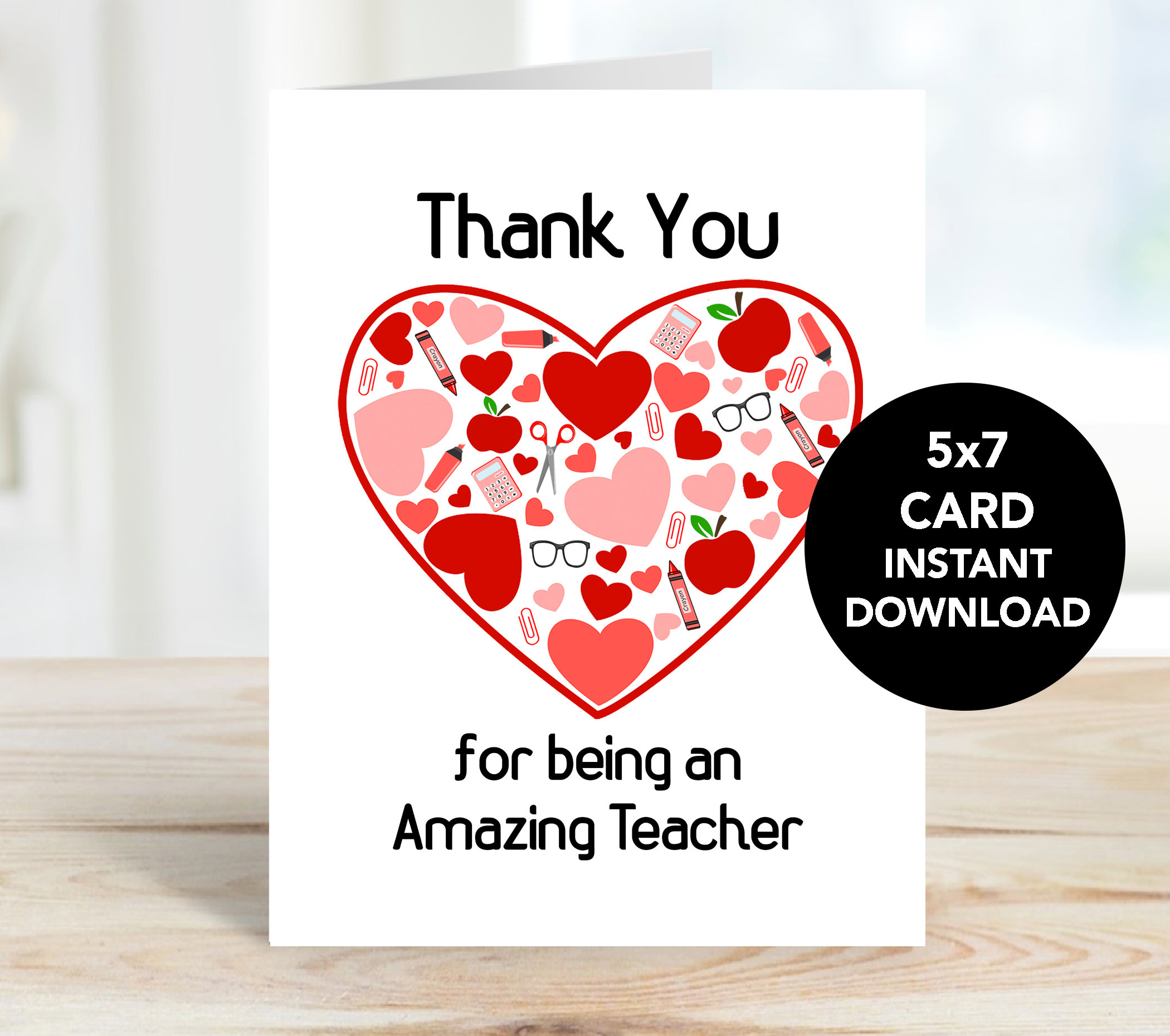 Teacher Appreciation Card, Printable Teacher Appreciation, Digital ...