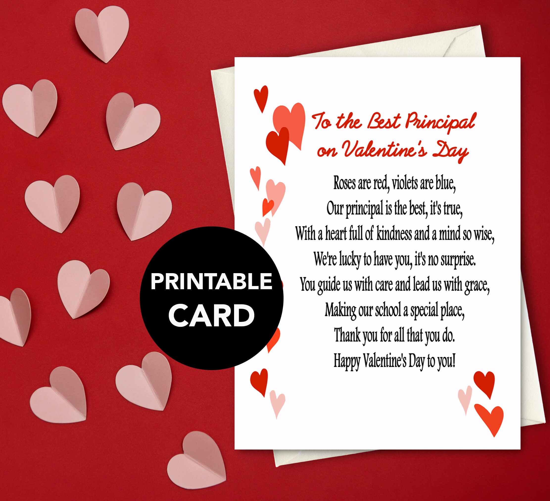 Principal Valentine's Day Card, Digital Principal Valentine, Card for ...