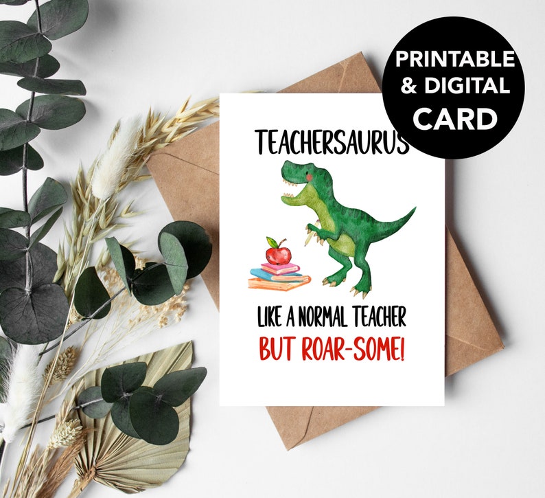 Teacher Appreciation Card, Preschool Teacher Card, Dino Card for ...