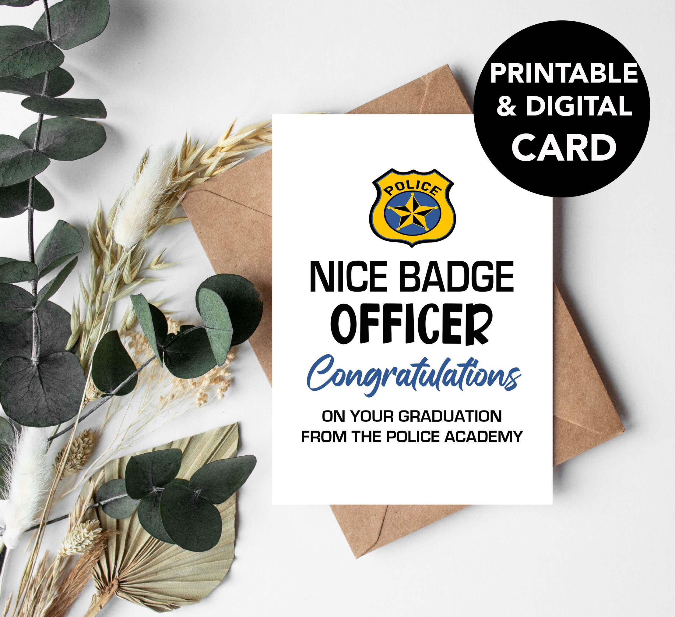 Police Graduation Card, Printable Police Graduation Card, Digital Card ...