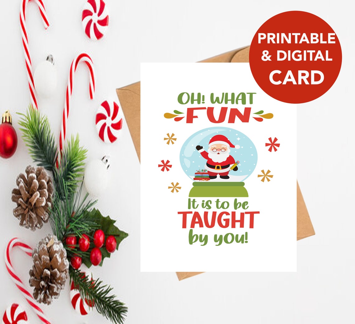 Teacher Christmas Card, Printable Teacher Christmas, Card for Teacher ...
