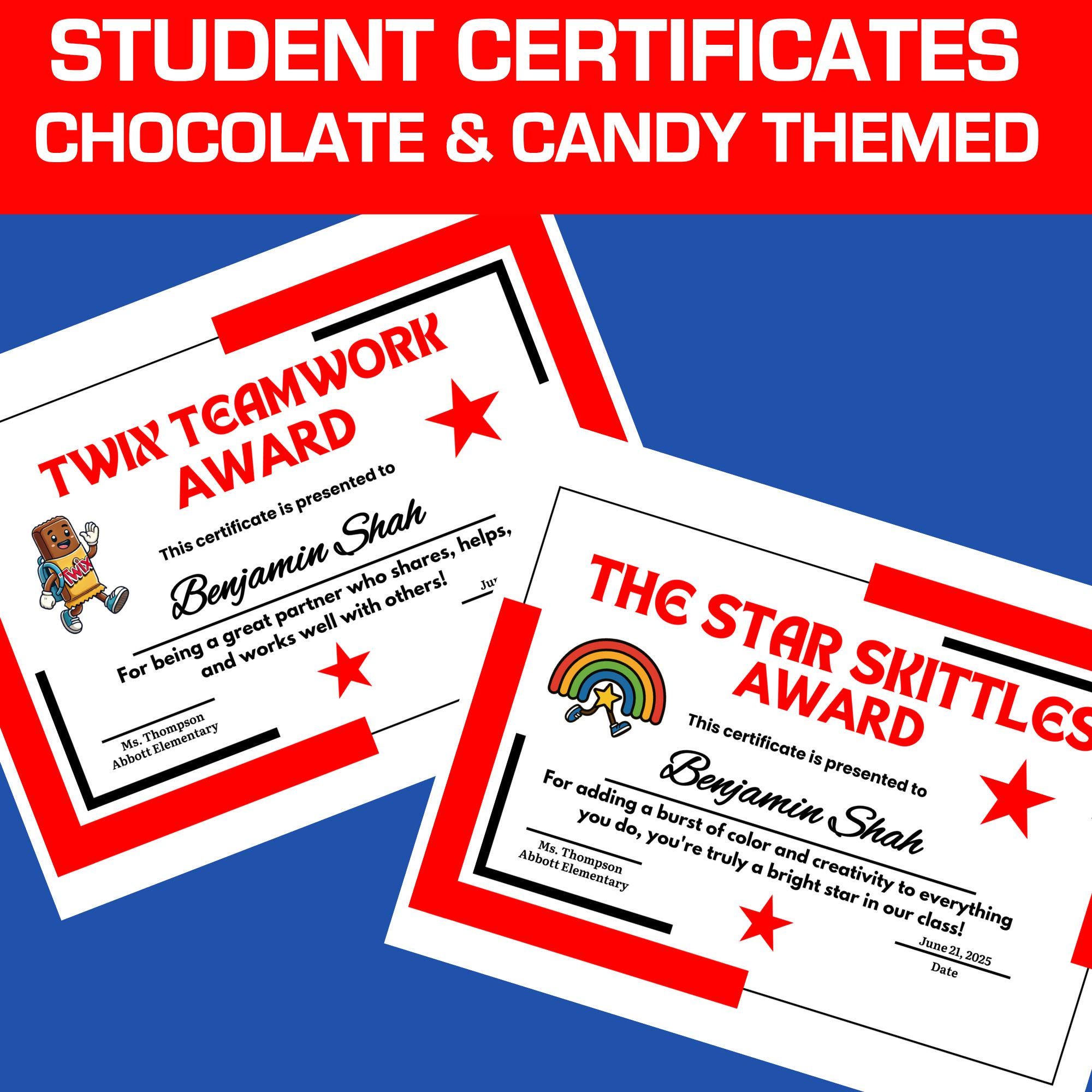 Candy Bar Award Certificates, Funny End of Year Awards, Download, Edit ...