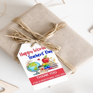 Printable World Teachers Day Tags, Teacher Thank You Tags, Teacher ...