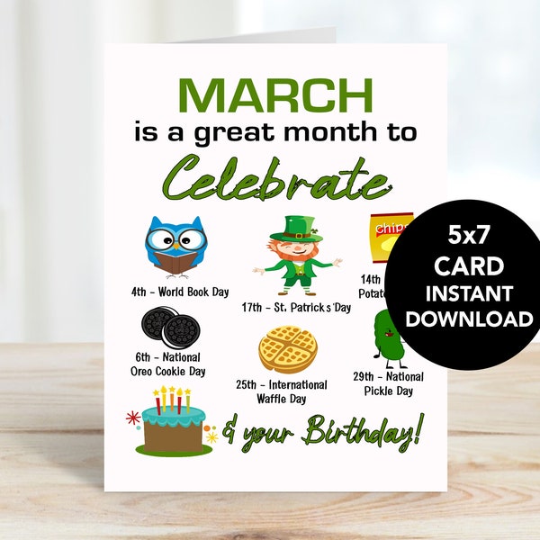 March Birthday Card - Etsy