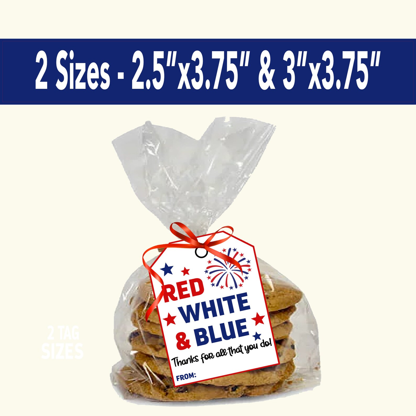 4th of July Tags, Independence Day Cookies Tags, 4th of July Thank You ...