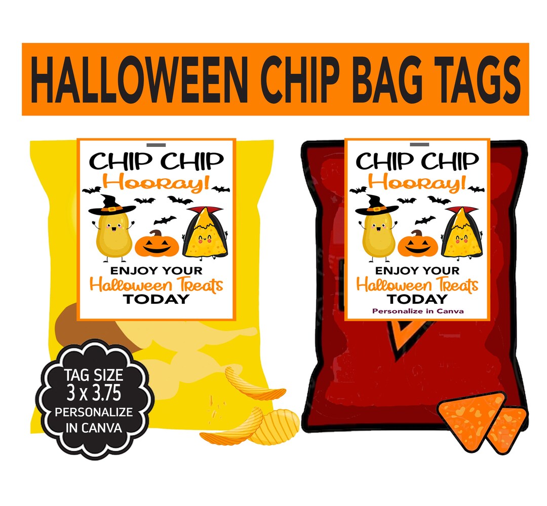 Halloween Tags, Halloween Chip Bag Tags, Halloween Tags for Treat Bag ...