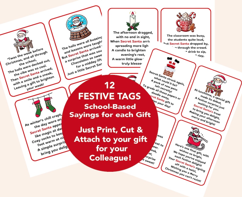 Secret Santa Gift Tags Printable, Secret Santa Poem Tags, Secret Santa ...