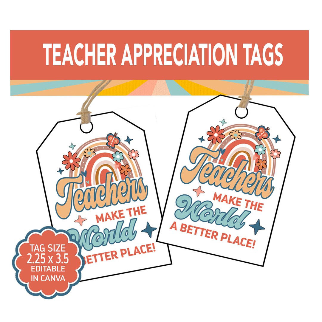 Teacher Appreciation Tags, World Teachers Day Tags, Teacher Thank You ...
