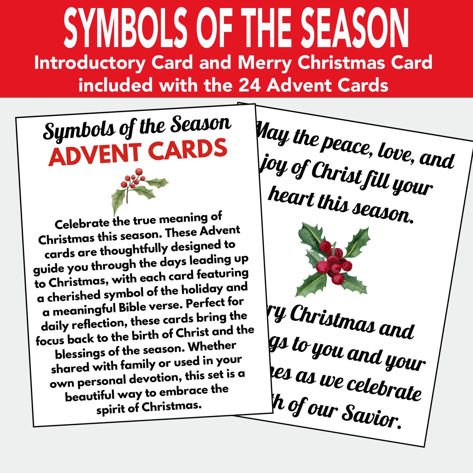 Christmas Symbols Advent Cards, Bible Scriptures, Christmas Advent, 12 ...
