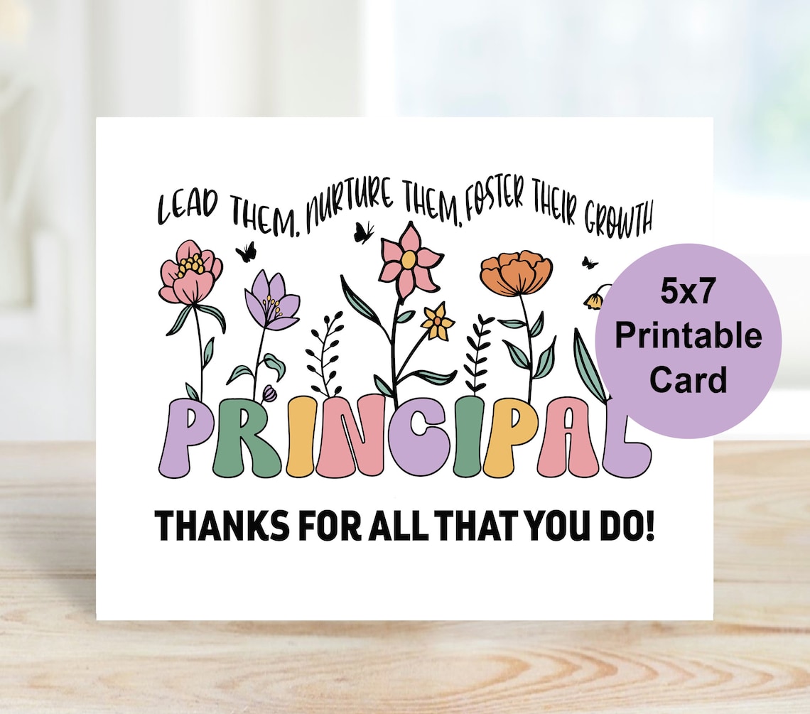 Principal Appreciation Card, Principal Thank You Card, Boho Principal ...