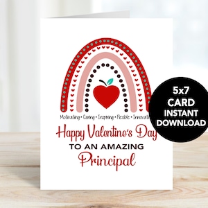 Principal Valentine's Day Card, Printable Principal Valentine, Card for ...