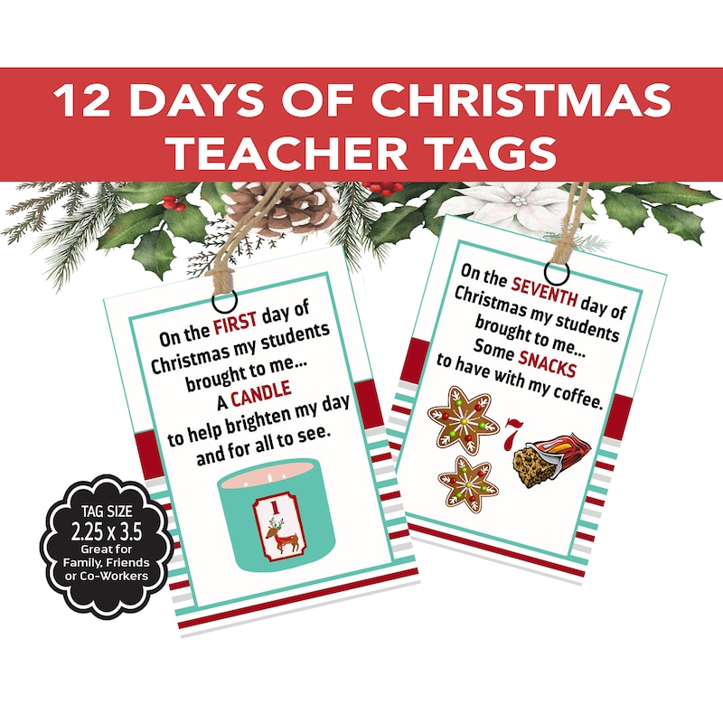12 Days of Christmas Tags - Etsy