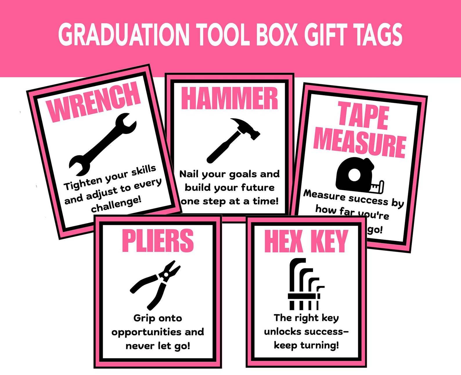 Graduation Gift Toolset Tags, Inspirational Tags for Grad Survival Kit ...
