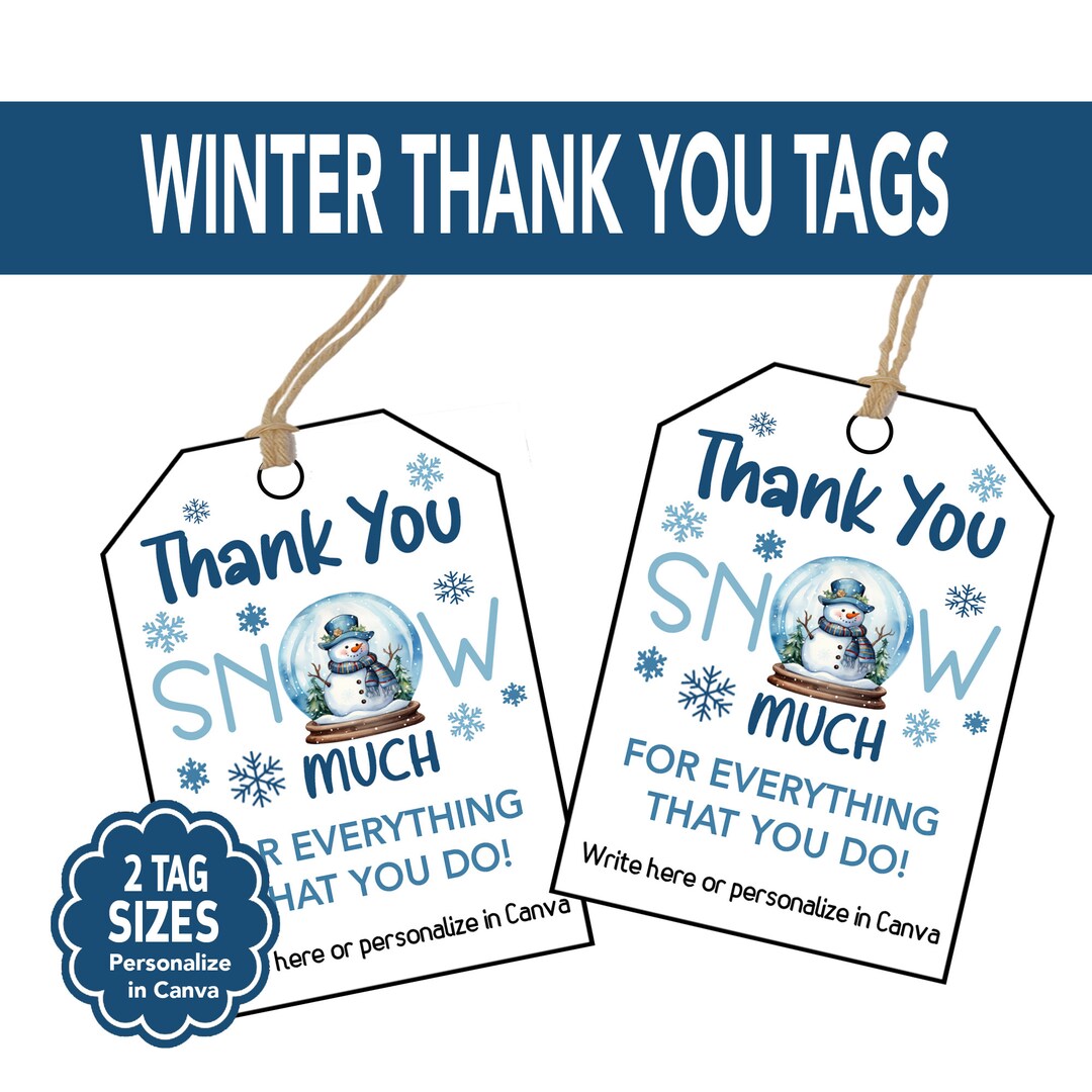 Winter Thank You Tags, Snowman Thank You Tags, Staff Appreciation ...