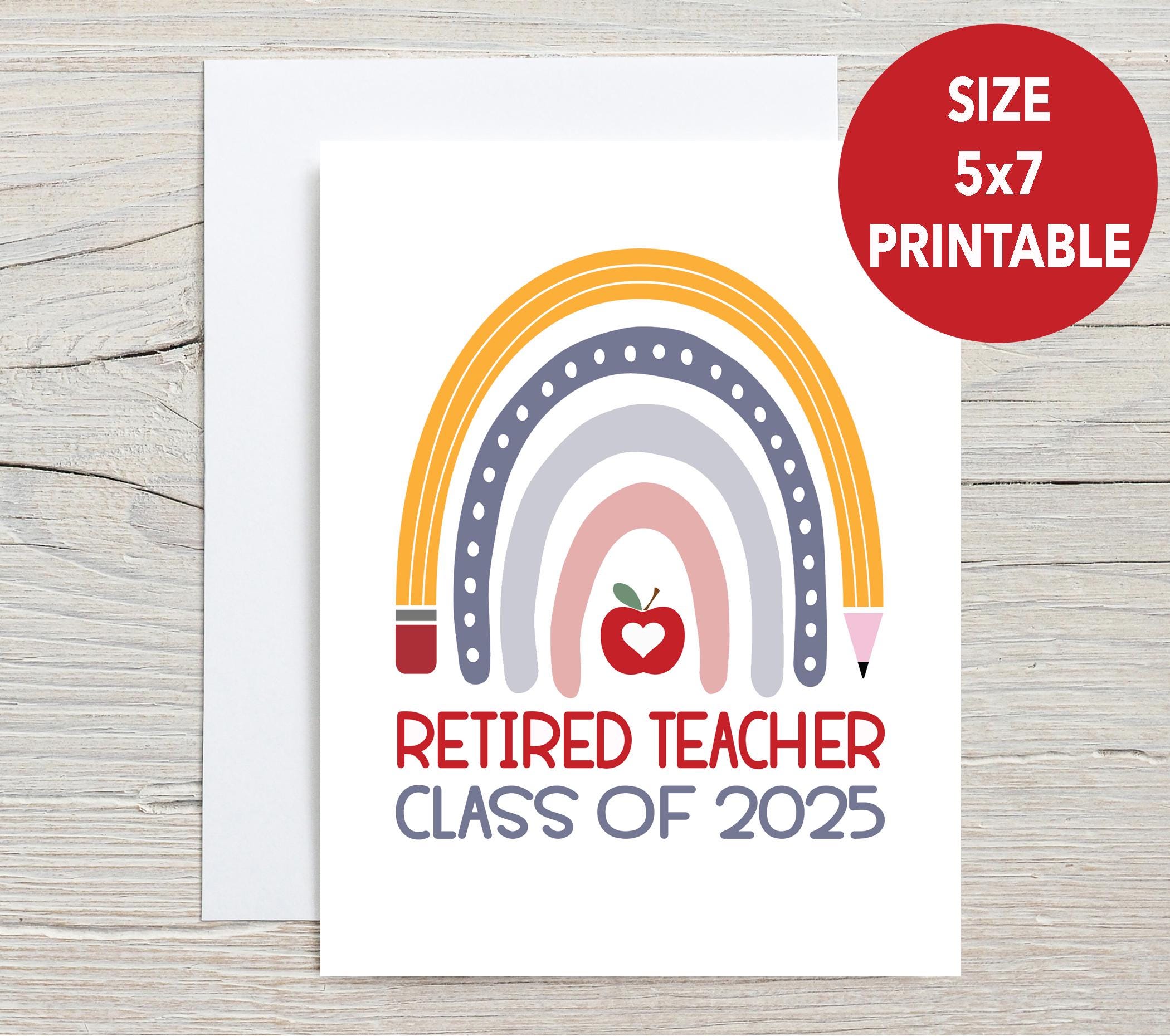 Teacher Retirement Card Printable, Digital Teacher Retirement Card ...