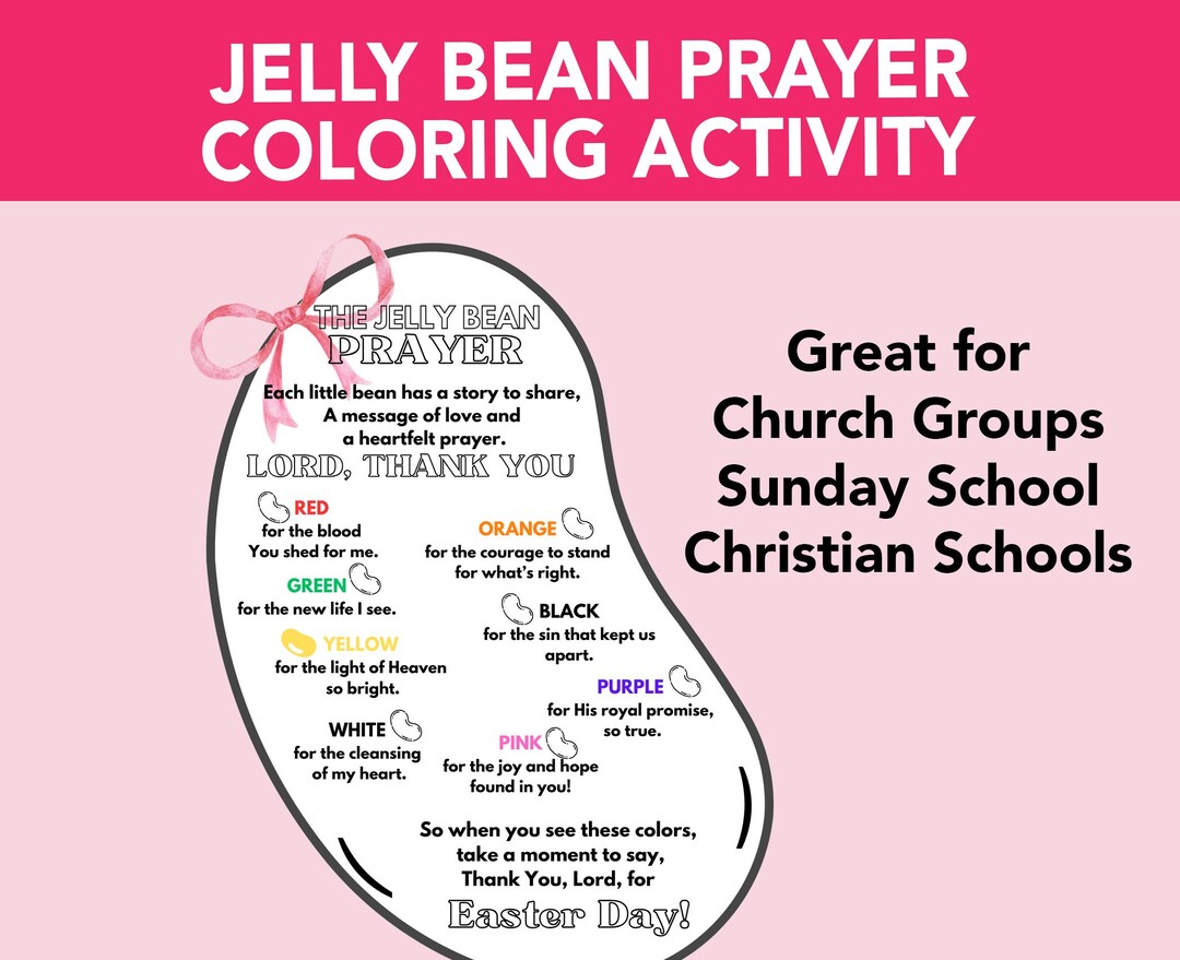 Jelly Bean Prayer Coloring Activity, Jelly Bean Prayer Tags for Church ...