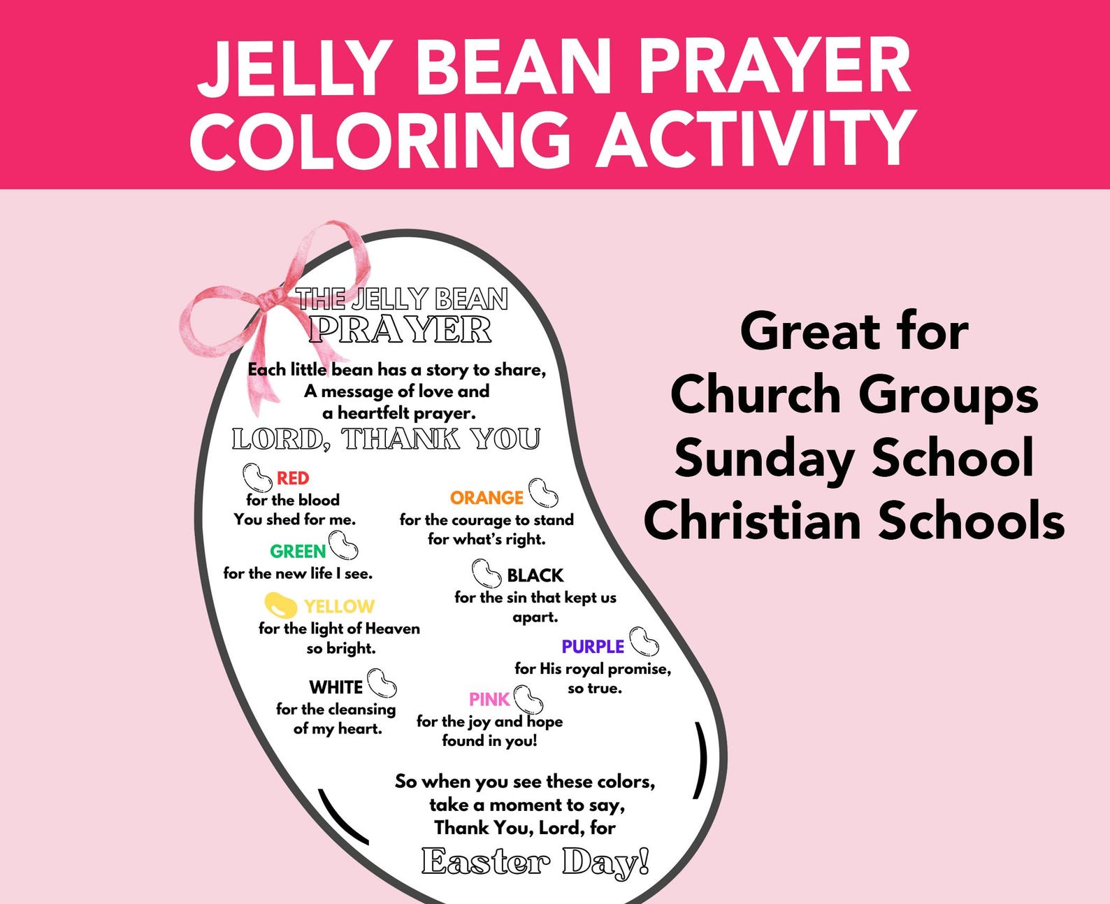 Jelly Bean Prayer Coloring Activity, Jelly Bean Prayer Tags for Church ...