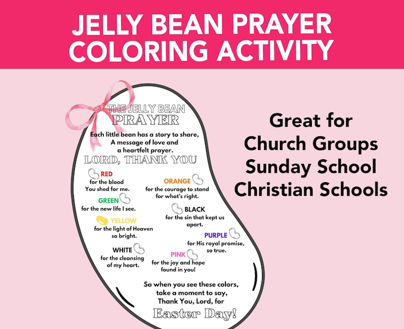 Jelly Bean Prayer Coloring Activity, Jelly Bean Prayer Tags for Church ...