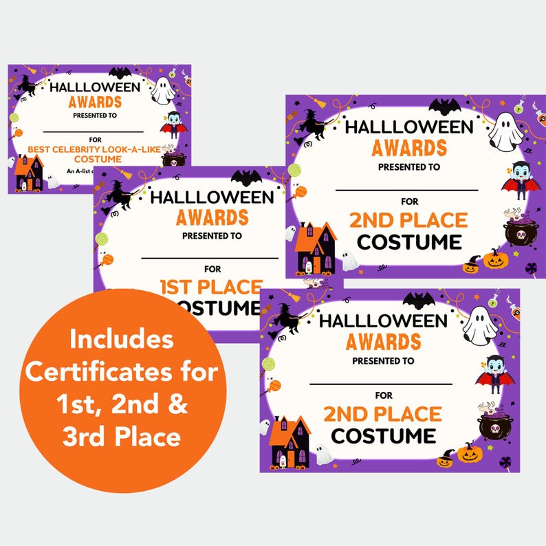 Halloween Costume Certificates, Halloween Costume Voting Ballots ...