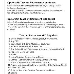 Teacher Retirement Countdown Tags, Printable Gift Tags for Gift Basket ...
