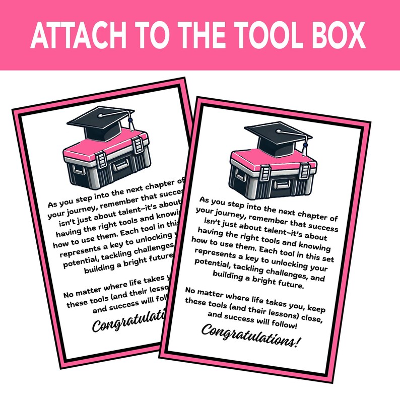 Graduation Gift Toolset Tags, Inspirational Tags for Grad Survival Kit ...