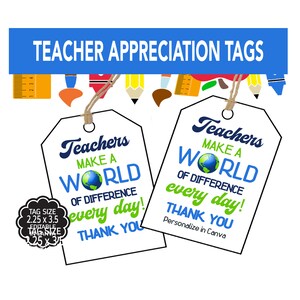Printable Teacher Appreciation Tags, Teacher Thank You Tags, Tags for ...