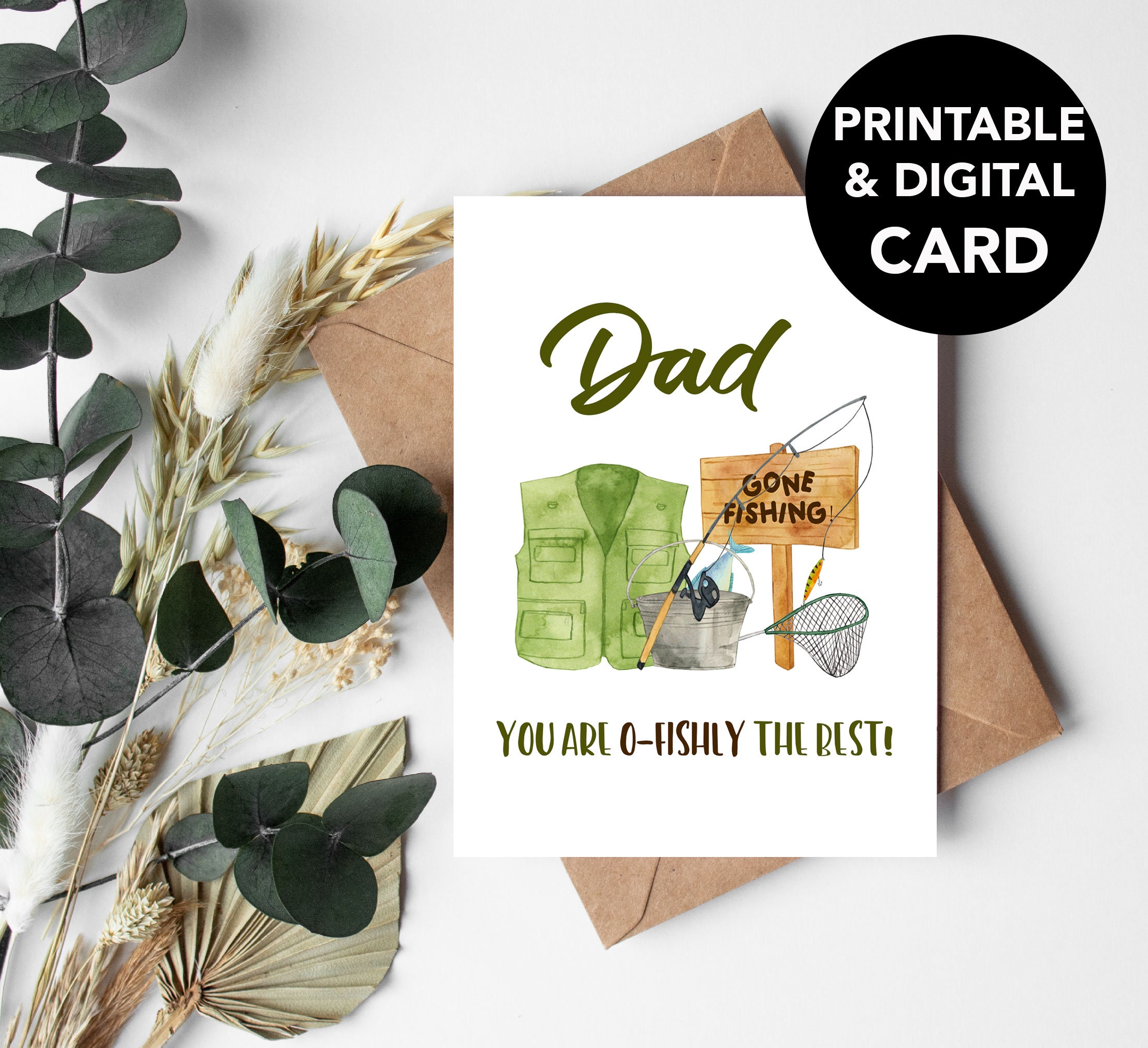 Father's Day Printable Card, Fishing Card for Father's Day, Fishing ...