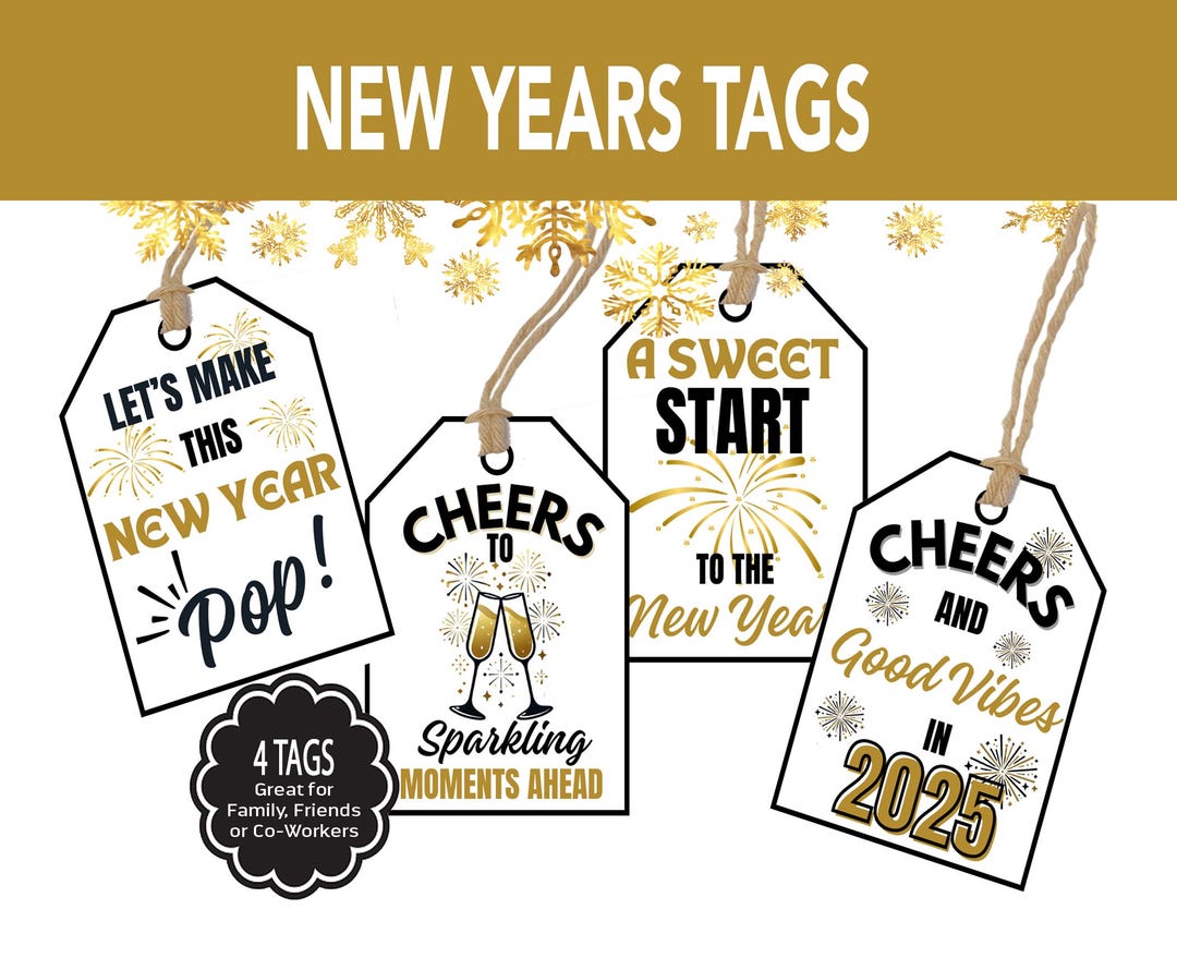 New Year Gift Tags, 2025 New Years Tags for Work, Ring in the New Year ...