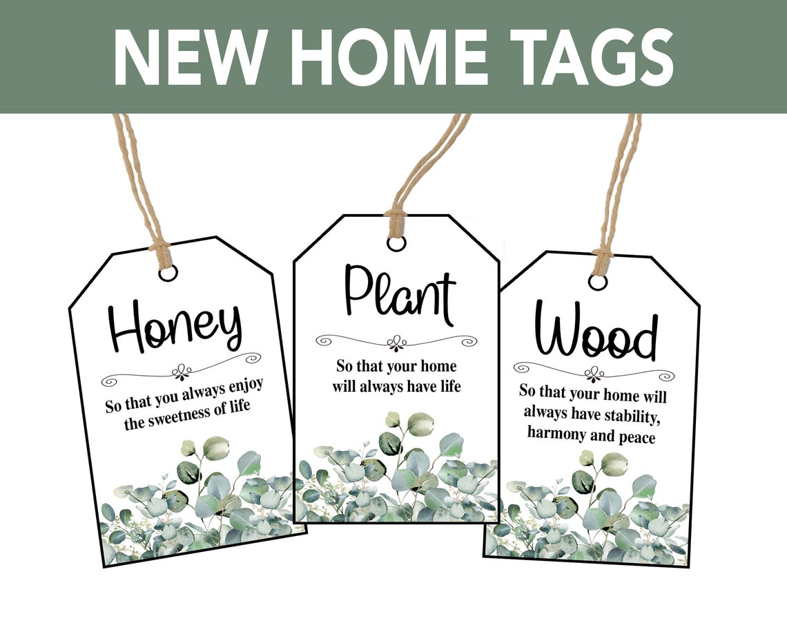 Happy New Home Tags, New Home Card, Housewarming Gift Basket Tags, New ...