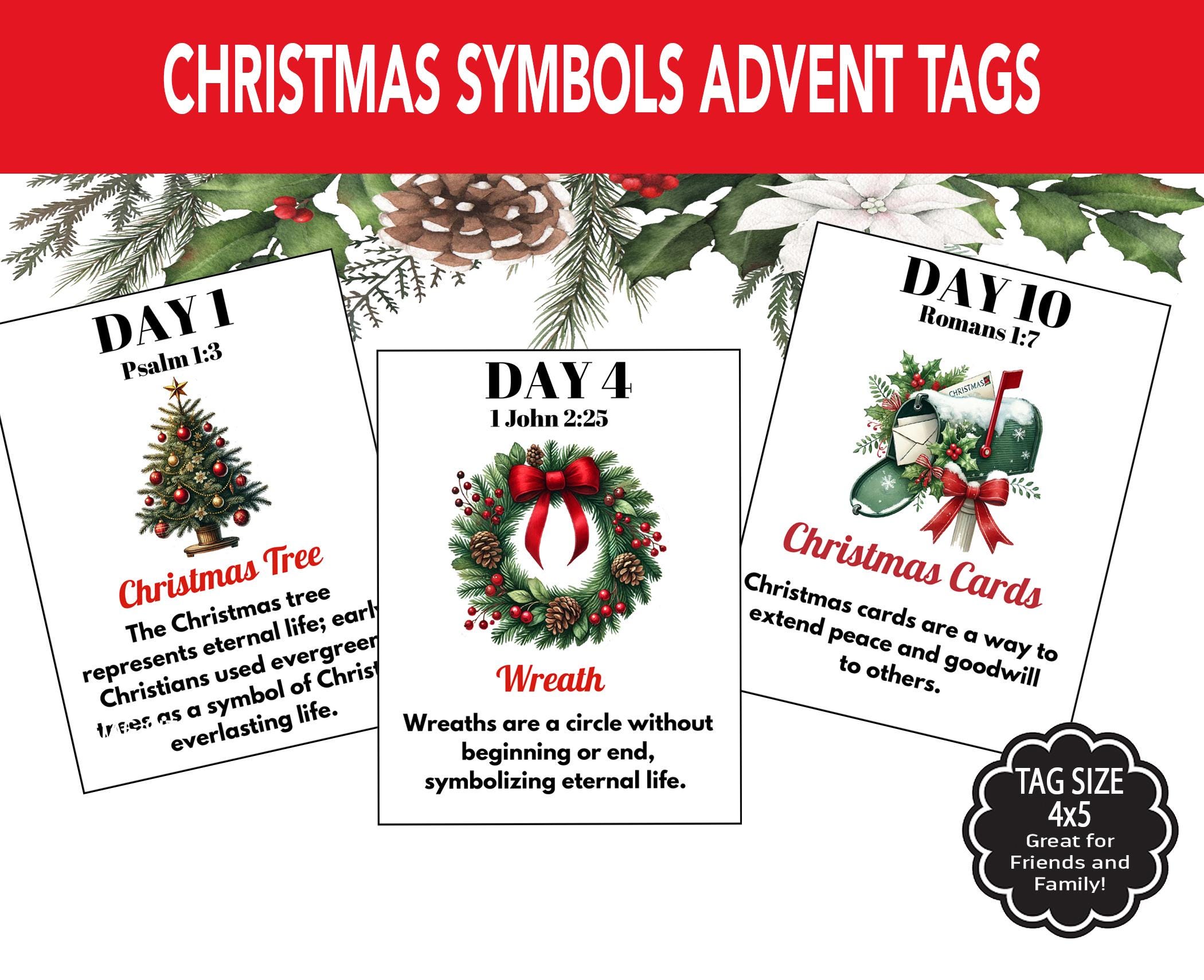Christmas Symbols Advent Cards, Bible Scriptures, Christmas Advent, 12 ...