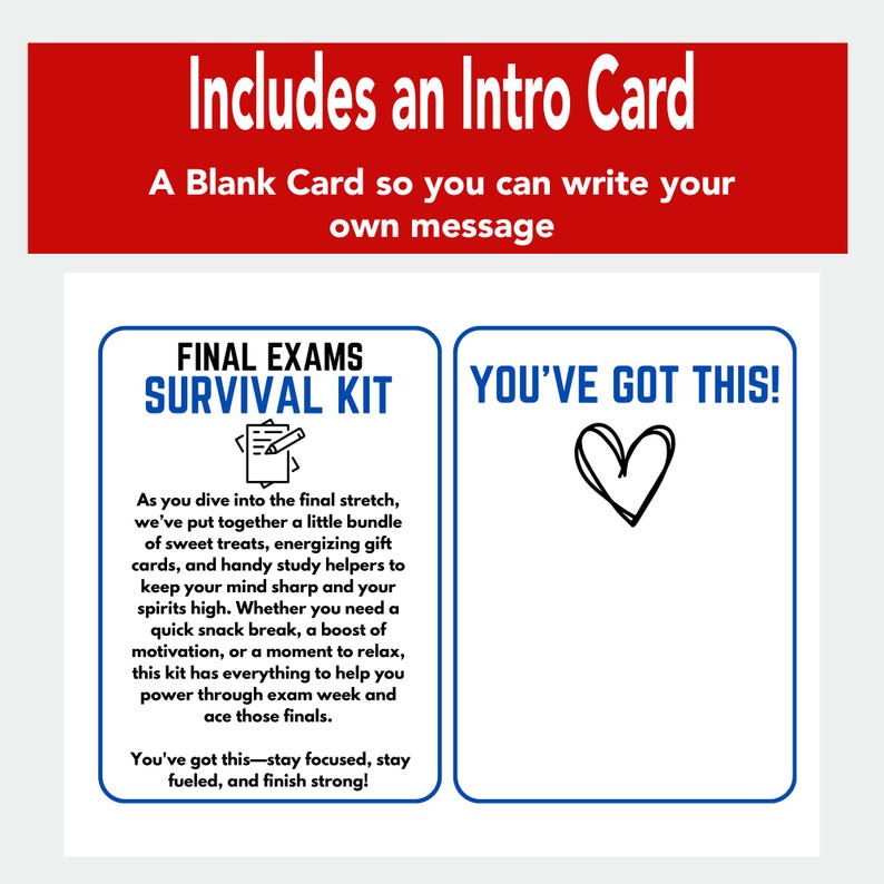 Final Exams Care Package Tags, Final Exams Survival Kit, Midterms Care ...