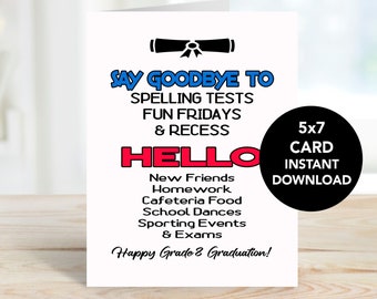 Grade 8 Graduation Card Printable, Grade 8 Grad 2025 Card, Middle ...