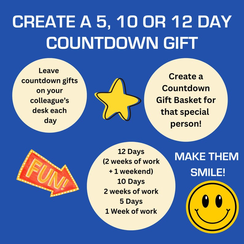 Retirement Countdown Tags, Printable Gift Tags for Gift Basket or Last ...