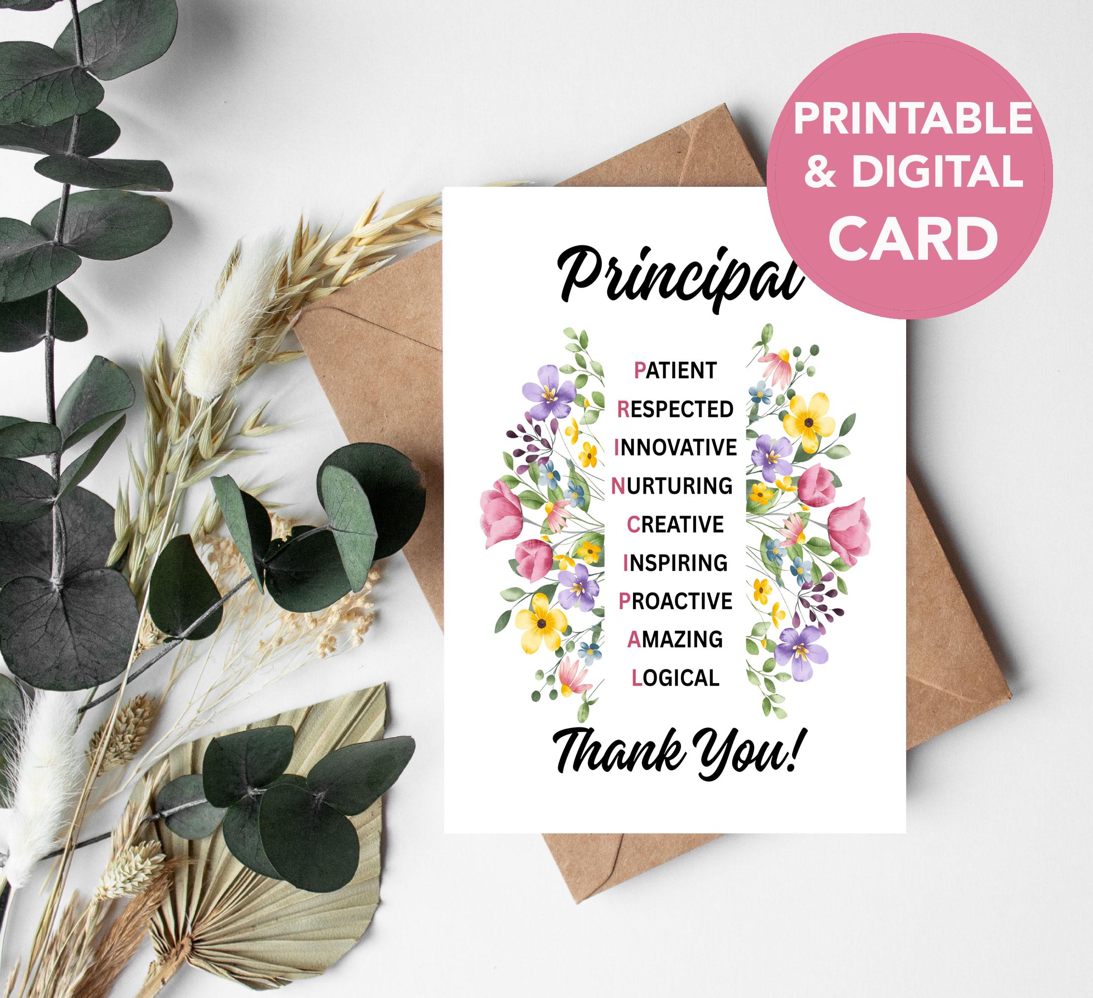 Principal Thank You Card, Principal Appreciation Card, National ...