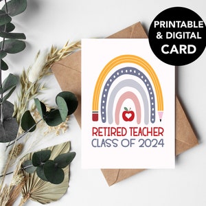 Teacher Retirement Card Printable, Digital Teacher Retirement Card ...
