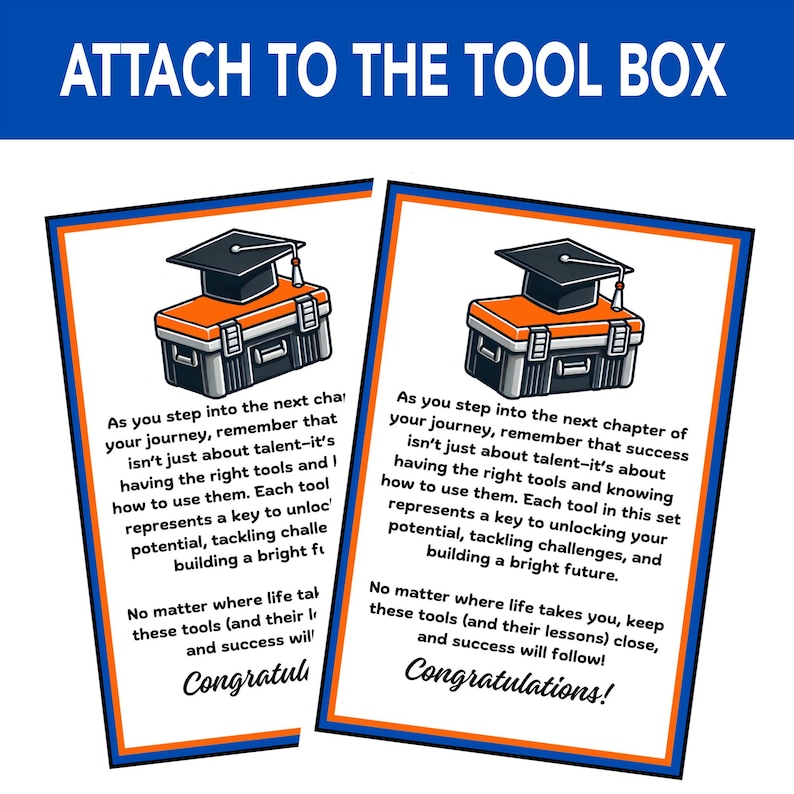 Graduation Toolbox Gift Tags, Printable Tags for Life Tools ...