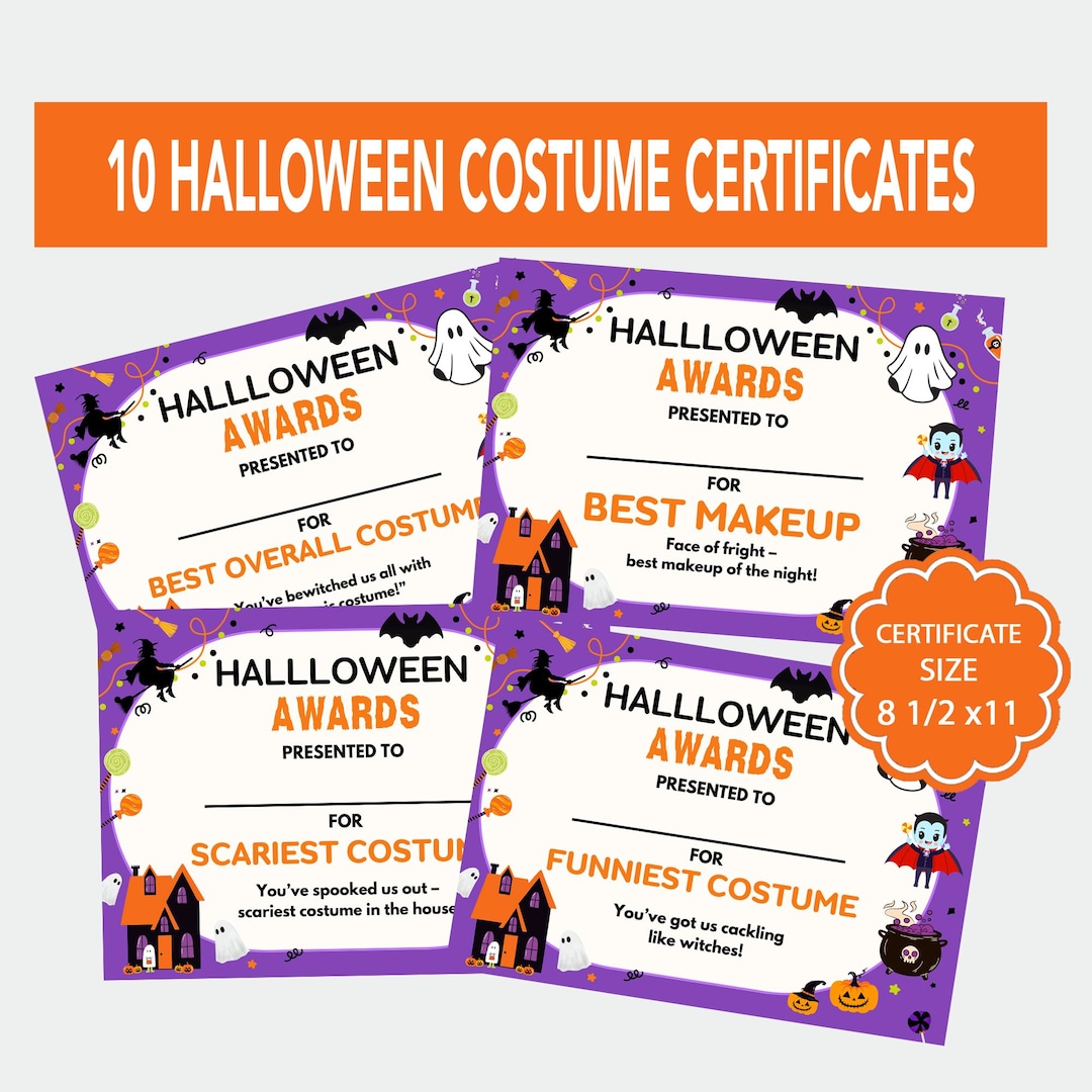 Halloween Costume Certificates, Halloween Costume Voting Ballots ...