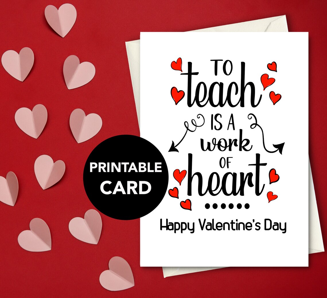 Teacher Valentine's Day Card, Printable Teacher Valentine, Digital Card ...