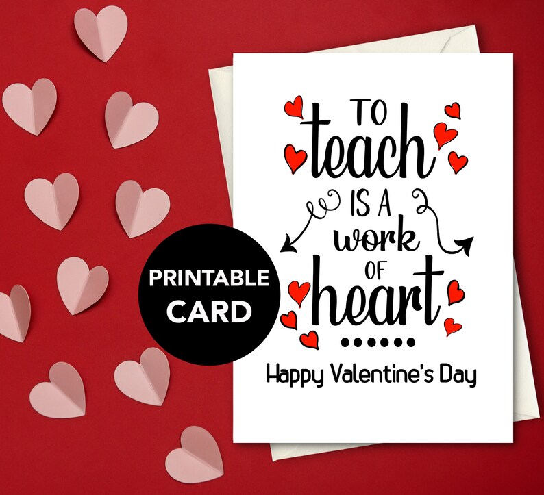 Teacher Valentine's Day Card, Printable Teacher Valentine, Digital Card ...